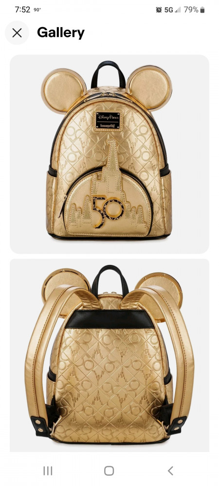 Walt Disney World 50th Anniversary Gold Loungefly 50th Mini Backpack ...