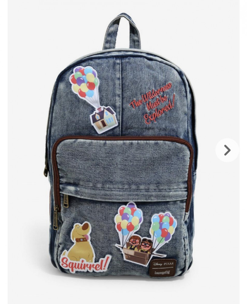 Loungefly Disney Pixar Up Patches Denim Backpack - BoxLunch Exclusive ...