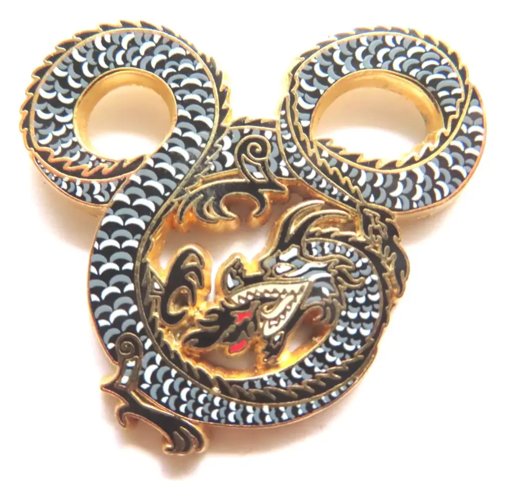 101487 - Black on Gold - Fire Breathing Dragons - Mickey Icons - Walt ...