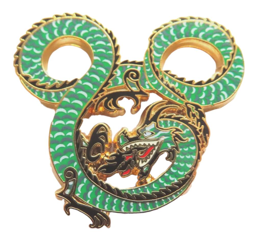 101864 - Green on Gold - Fire Breathing Dragons - Mickey Icons - Hong ...