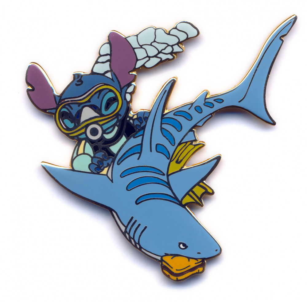 40209 - Stitch Swimming with a Blue Shark - Stitch Underwater - Disney ...