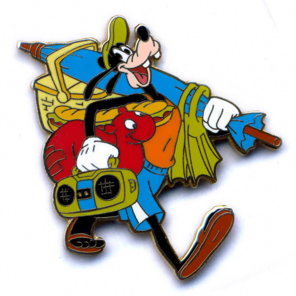 43600 - Goofy Carrrying a Beach Umbrella, a Boom Box, a Picnic Basket ...