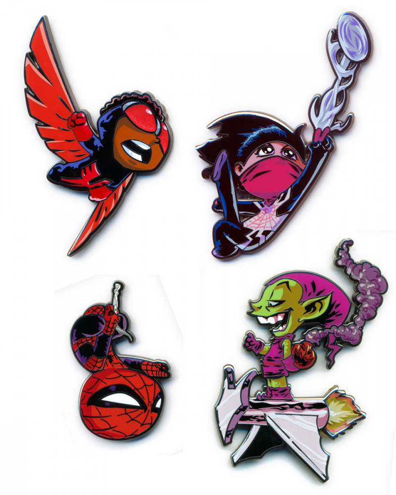44843 - Marvel Pin Set #1 - Falcon, Silk, Spider-man anf the Green ...