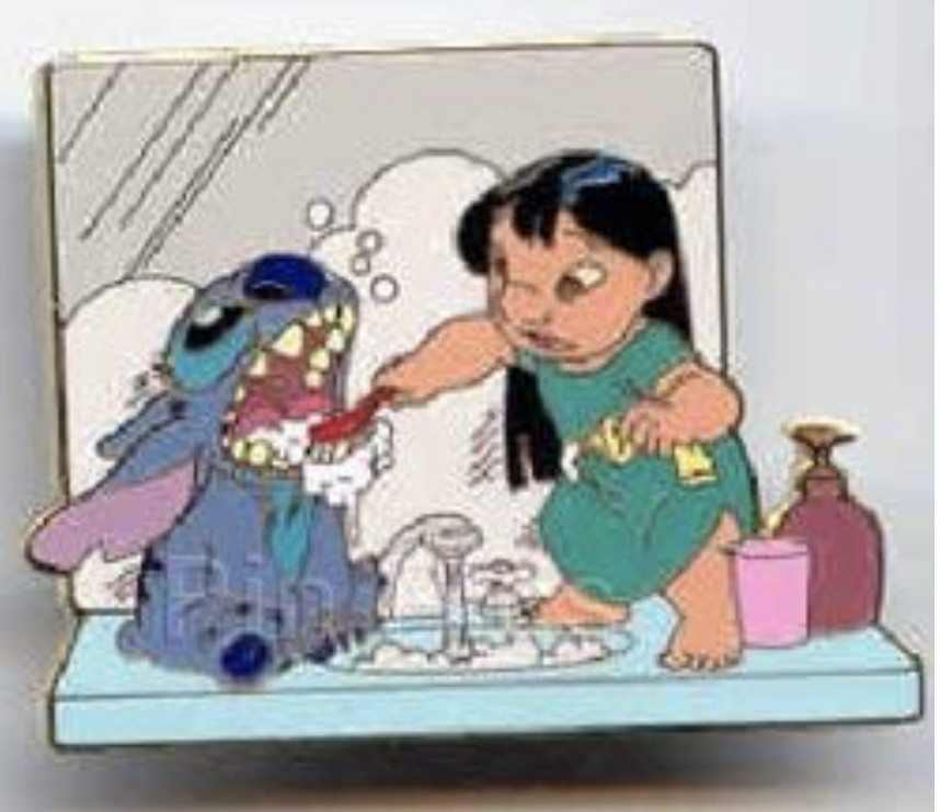 Lilo brushing Stitch’s teeth - Stitch Sundays | Pin & Pop