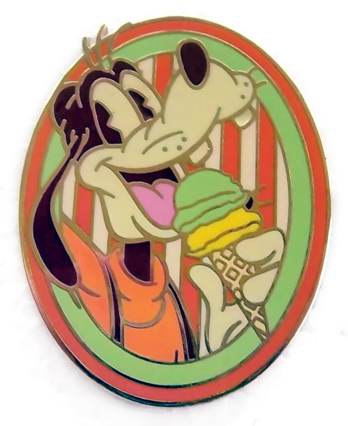 52544 - Goofy Eating Ice Cream in a Green and Orange Oval - Retro Ice ...