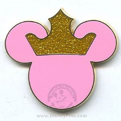5553 - Pink Minnie Mouse Icon with Gold Glitter Crown - Minnie Icon