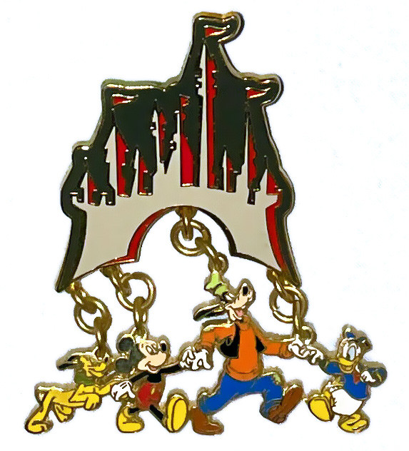 55 - Cinderella Castle Dangle - Mickey, Goofy, Donald, and Pluto (Gray ...