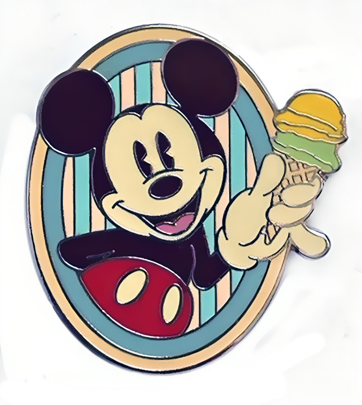 67132 - Mickey Eating Ice Cream in a Blue and Off White Oval - Retro ...