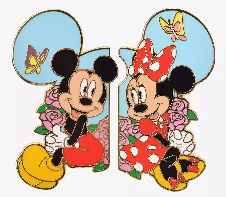 71311 - Mickey & Minnie Mouse Floral Pin Set - Full Set - Boxlunch ...