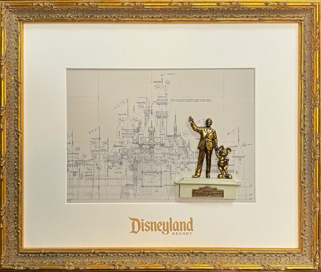 83770 - Sleeping Beauty Castle Blueprint and Partners Statue Framed Pin ...