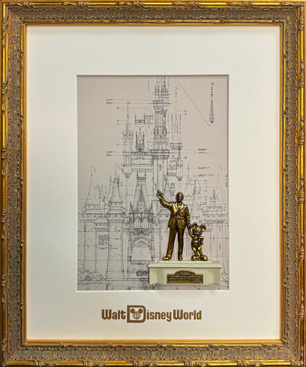 83759 - Cinderella Castle Blueprint and Partners Statue Framed Pin ...