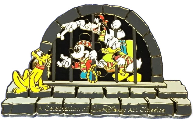 88546 - Mickey, Donald, Pluto, Goofy - Jail Scene - Gold - Pirates of ...
