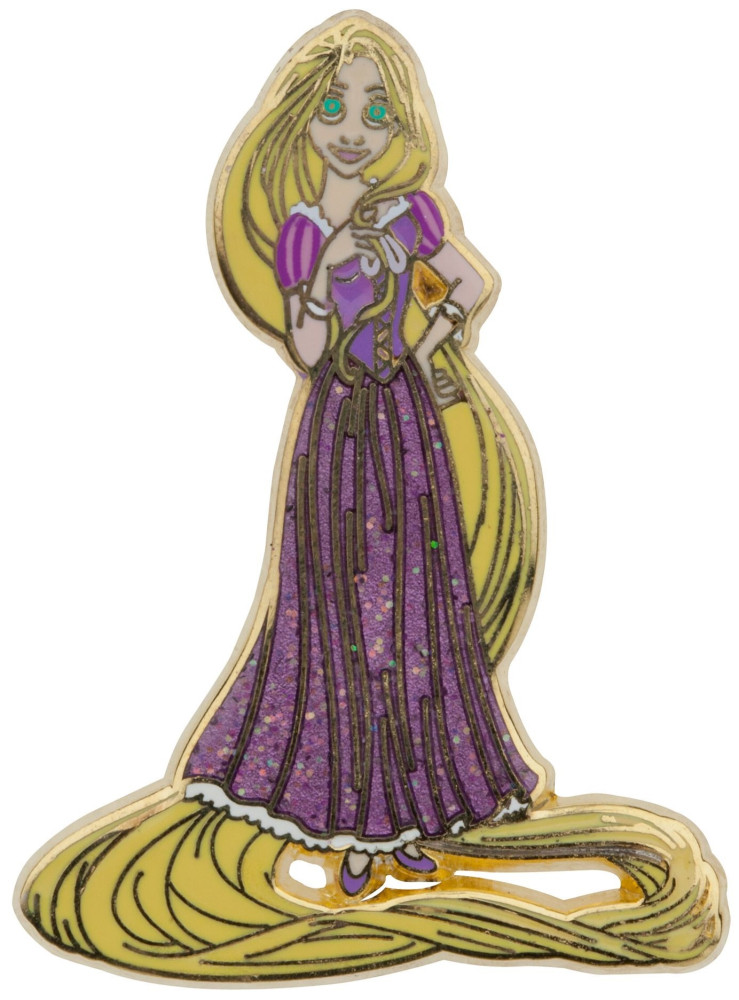 916 - Rapunzel Playing with Hair - Princess Glitter Pins