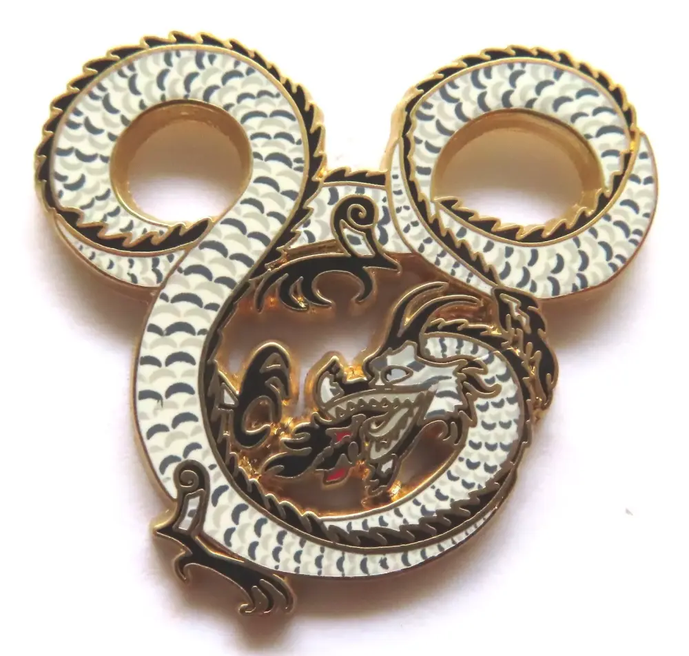 96539 - White on Gold - Fire Breathing Dragons - Mickey Icons - Walt ...