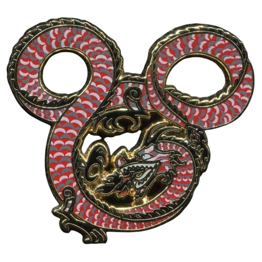 98187 - Red on Gold Dragon Mickey Icon Head - Fire Breathing Dragons ...