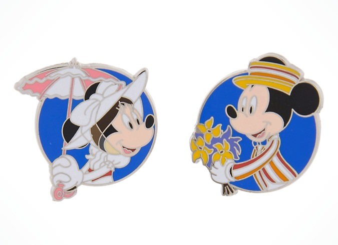 19253 2 Pin Set Mickey And Minnie As Mary Poppins And Bert