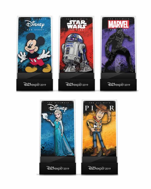 25027 - D23 Logo 5-pin Boxed Set - Mickey, R2-D2, Black Panther, Elsa ...