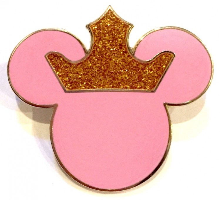 5553 - Pink Minnie Mouse Icon with Gold Glitter Crown - Minnie Icon